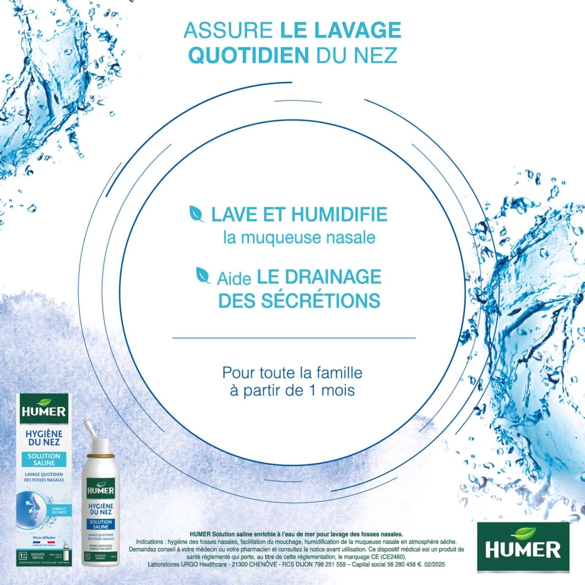Spray nasal Humer Hygiène du nez : solution saline isotonique | Humer
