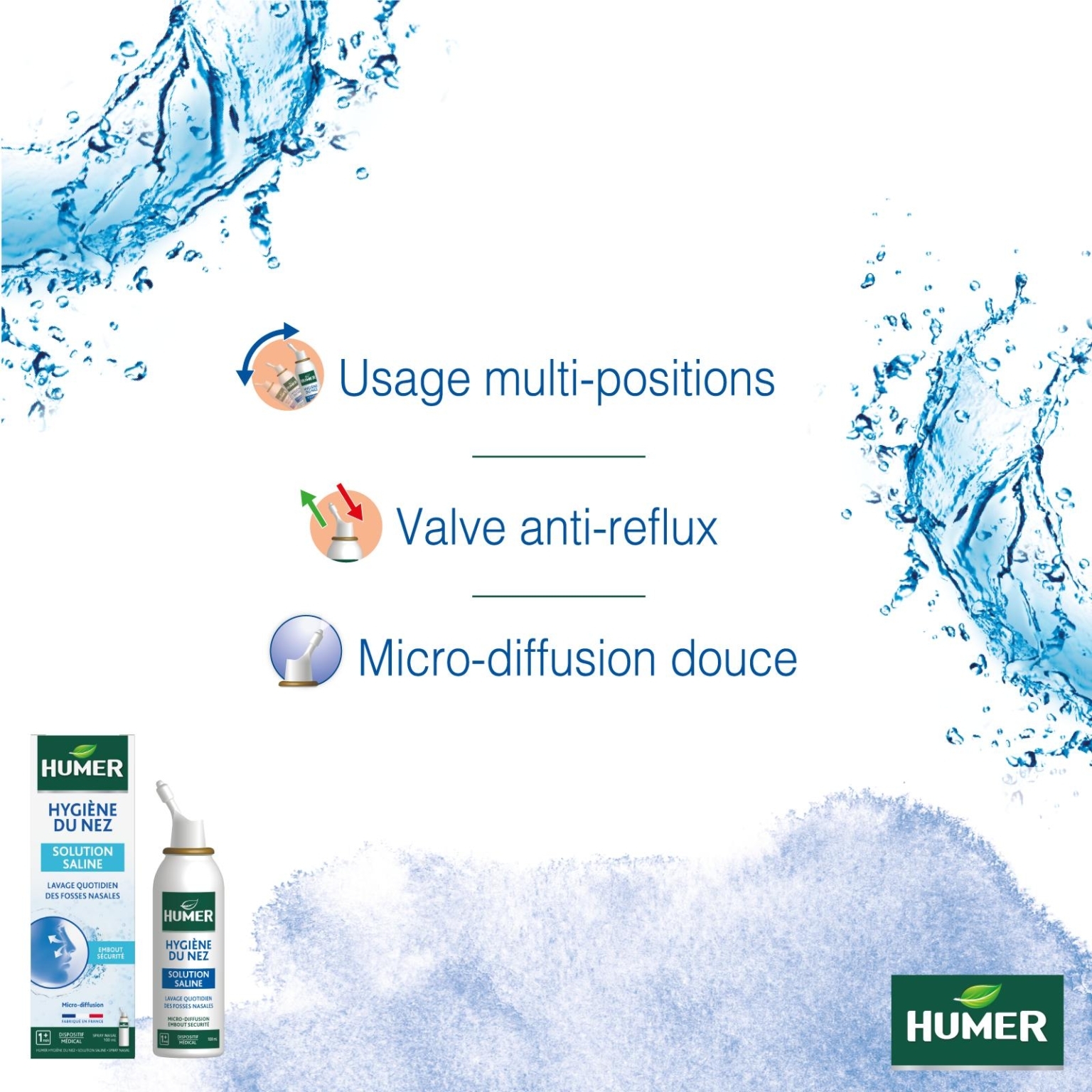 Spray nasal Humer Hygiène du nez : solution saline isotonique | Humer