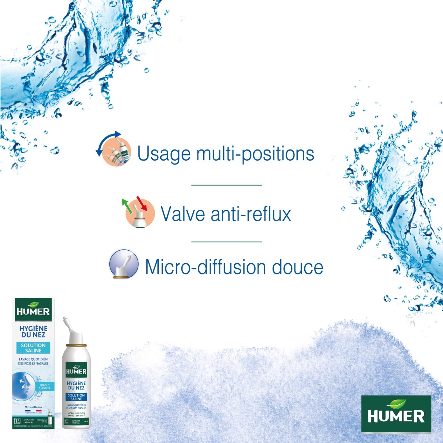 Spray nasal Humer Hygiène du nez : solution saline isotonique | Humer