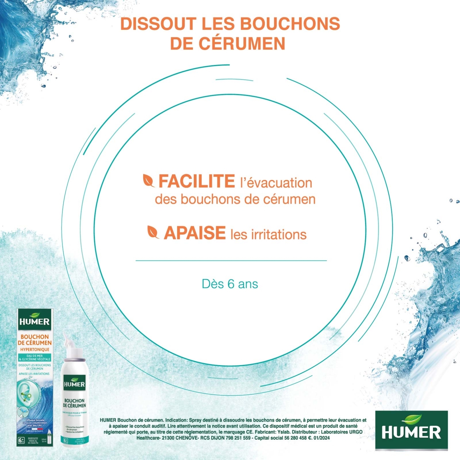 Spray bouchon de cérumen dans l'oreille | Humer