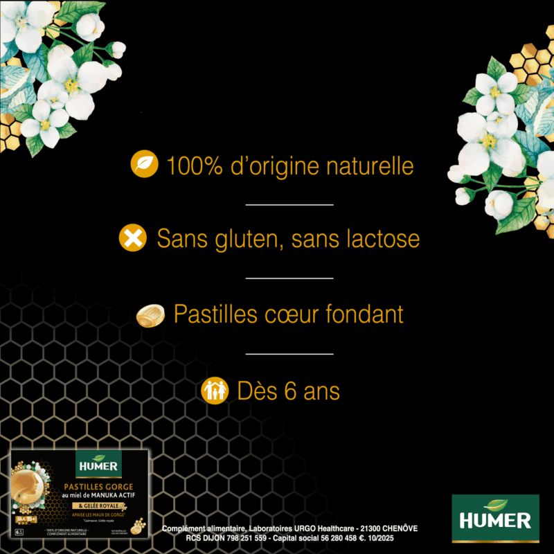 Pastilles Gorge au miel de Manuka actif & Gelée royale | Humer